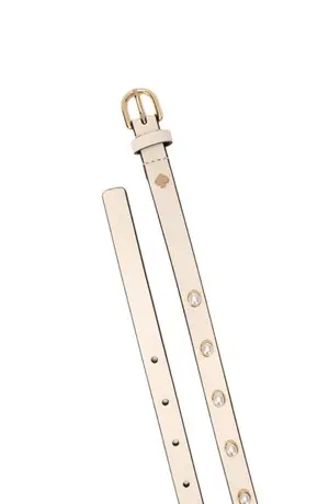 Kate Spade New York Faux Pearl Studded Leather Belt - Cream