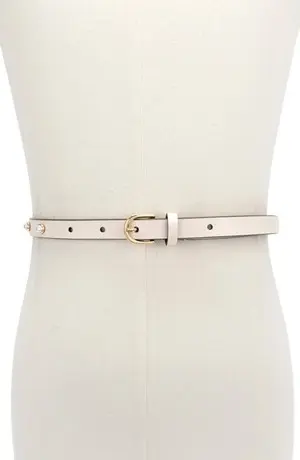 Kate Spade New York Faux Pearl Studded Leather Belt - Cream