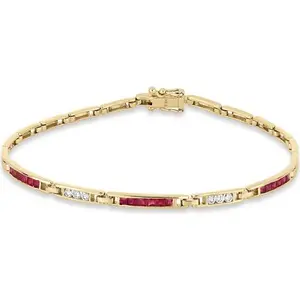 Bony Levy 18k Gold El Mar Gemstone And Natural Diamond Line Bracelet - 18k Gold/diamond/ruby