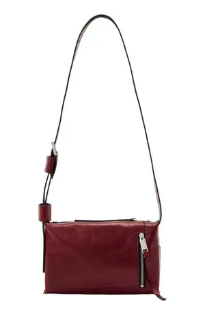 ALLSAINTS Alba Shine Leather Crossbody Bag - Garnet Red