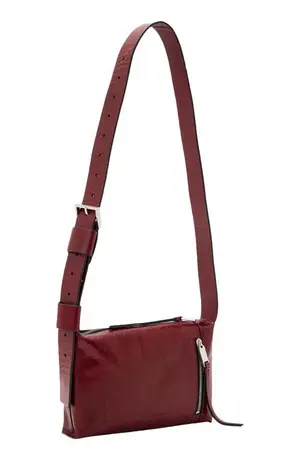 ALLSAINTS Alba Shine Leather Crossbody Bag - Garnet Red