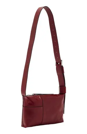 ALLSAINTS Alba Shine Leather Crossbody Bag - Garnet Red