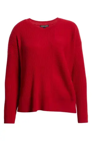Eileen Fisher Merino Wool Ribbed Crewneck Sweater - Ruby