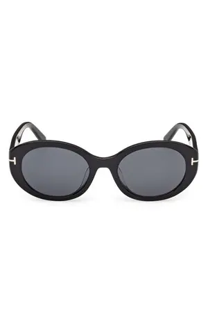 TOM FORD Tom Ford Oval Sunglasses Shiny Black/smoke