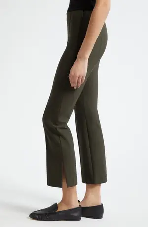 Vince Mid Rise Crop Flare Pants With Side Split Hem - Dark Thyme