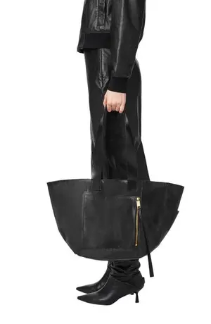 ALLSAINTS Alba Shine Leather East/west Tote