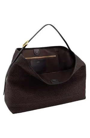 Vince Medium Vivian Woven Leather Hobo Bag