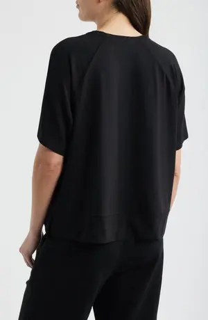 Eileen Fisher Short Sleeve Crewneck Top - Black