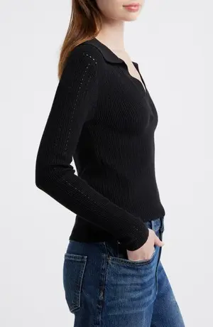 Madewell Johnny Collar Sweater - Jet Black
