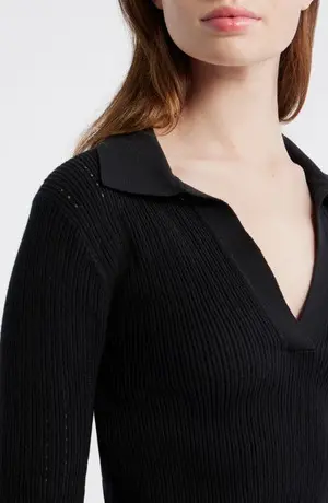 Madewell Johnny Collar Sweater - Jet Black