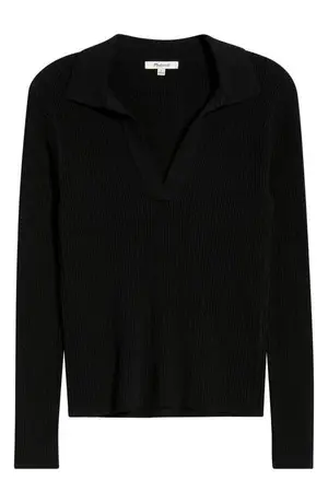 Madewell Johnny Collar Sweater - Jet Black