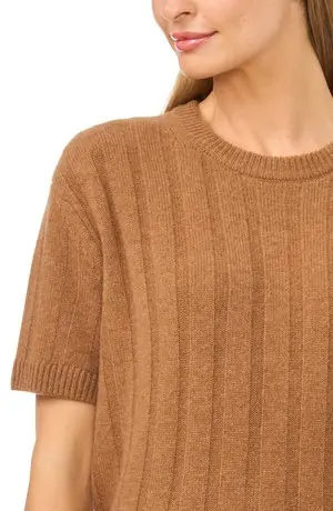 Ted Baker London Short Sleeve Cashmere Rib Sweater - Haystack