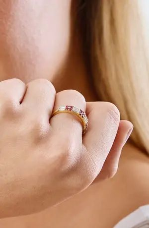 Bony Levy 18k Gold El Mar Gemstone & Diamond Stackable Ring - 18kyg/diamond/ruby