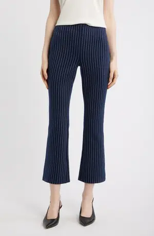 Theory Pinstripe Crop Kick Flare Pants - Navy Multi