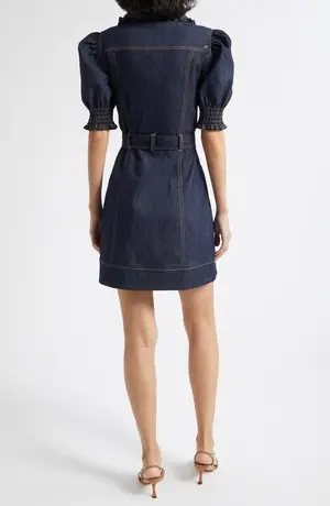 Cinq À Sept Annabella Ruffled Detail Denim Dress