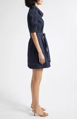 Cinq À Sept Annabella Ruffled Detail Denim Dress