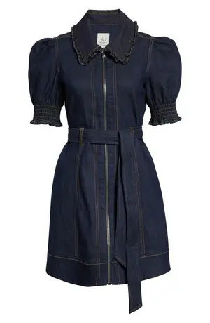 Cinq À Sept Annabella Ruffled Detail Denim Dress