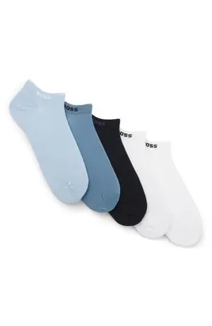 BOSS Assorted 5-pack Cotton Blend Ankle Socks - Blue/black/white Assorted