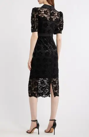 TAHARI ASL Lace Midi Shirtdress