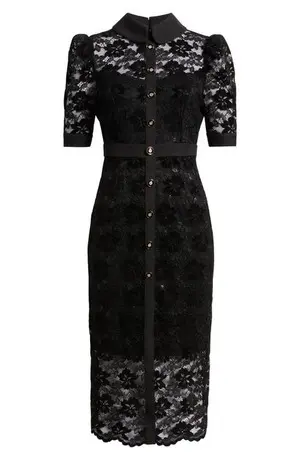 TAHARI ASL Lace Midi Shirtdress