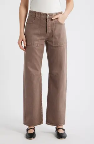 Madewell The Darted Utility Barrel Leg Jeans - Light Umber
