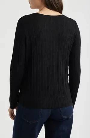 Eileen Fisher Merino Wool Ribbed Sweater - Charcoal