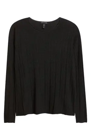 Eileen Fisher Merino Wool Ribbed Sweater - Charcoal