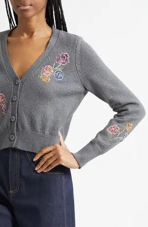Cinq À Sept Nikko" Floral Embroidered Cardigan