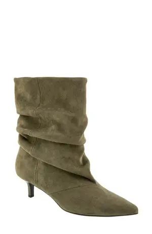 Bcbgmaxazria Dalles Kitten Heel Pointed Toe Scrunch Bootie - Olive