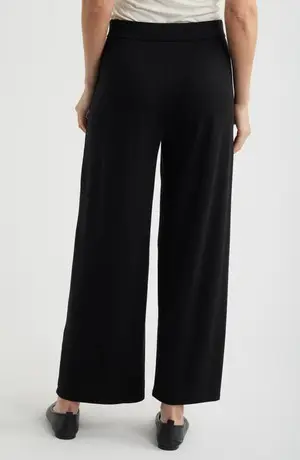 Eileen Fisher Side Slit Wide Leg Ankle Pants