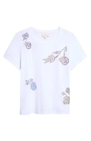 Cinq À Sept Floral Embellished Crewneck T-shirt