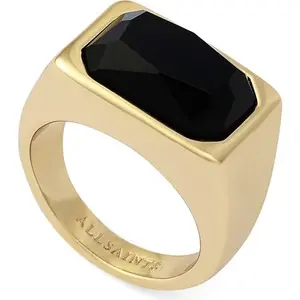 ALLSAINTS Rectangular Stone Signet Ring - Black