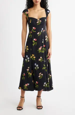 REFORMATION Bryson Floral Midi Dress - Night Bloom