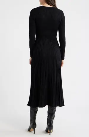 Sam Edelman Long Sleeve Ribbed Maxi Sweater Dress