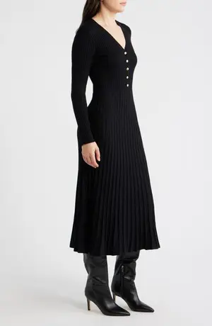 Sam Edelman Long Sleeve Ribbed Maxi Sweater Dress
