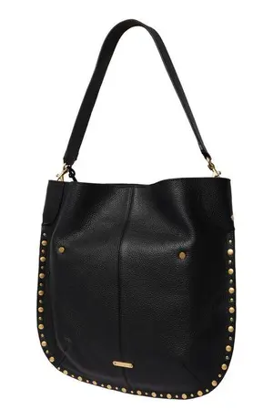 Rebecca Minkoff Slim Darren Hobo Bag With Studs And Tiger's Eye Embellishments - Black