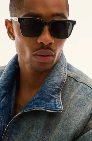 Quay Recap 56mm Polarized Square Sunglasses - Black/black Polarized