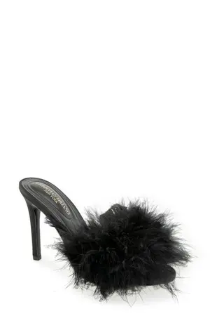 Christian Siriano Jazeily Feather Slide Sandal - Black