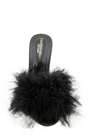 Christian Siriano Jazeily Feather Slide Sandal - Black