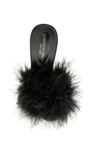 Christian Siriano Jazeily Feather Slide Sandal - Black