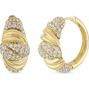 Bony Levy 18k Gold Diamond Hoop Earrings - Yellow