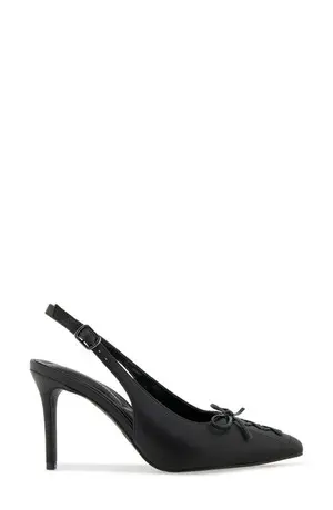Christian Siriano Faux Leather Slingback Pumps With Bow Detailing - Black