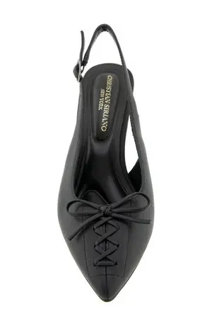 Christian Siriano Faux Leather Slingback Pumps With Bow Detailing - Black