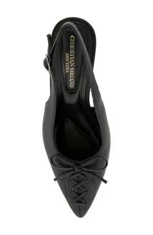 Christian Siriano Faux Leather Slingback Pumps With Bow Detailing - Black