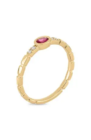 Bony Levy 18k Gold El Mar Gemstone And Natural Diamond Stackable Ring - 18k Yellow Gold/diamond/ruby
