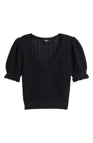 Paige Haisley Pointelle Knit Organic Cotton & Silk Blend Sweater - Deep Navy