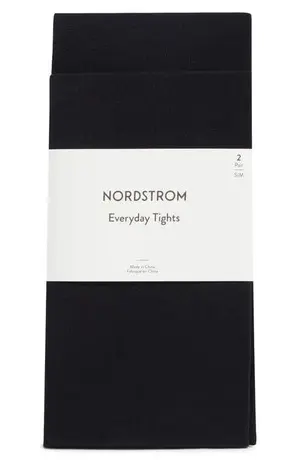 Nordstrom 2-pack Everyday Control Top Opaque Tights - Black