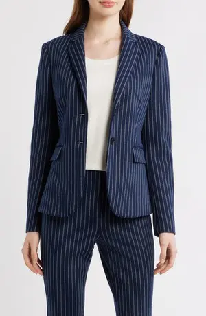 Theory Carissa Pinstripe Knit Blazer