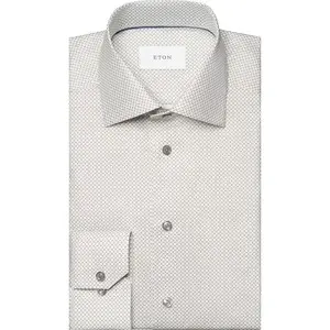 Eton Slim Fit Geometric Print Dress Shirt - Light Grey
