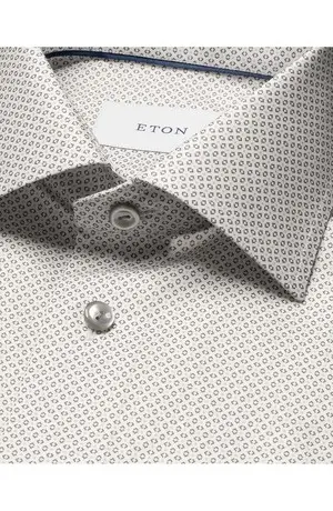Eton Slim Fit Geometric Print Dress Shirt - Light Grey